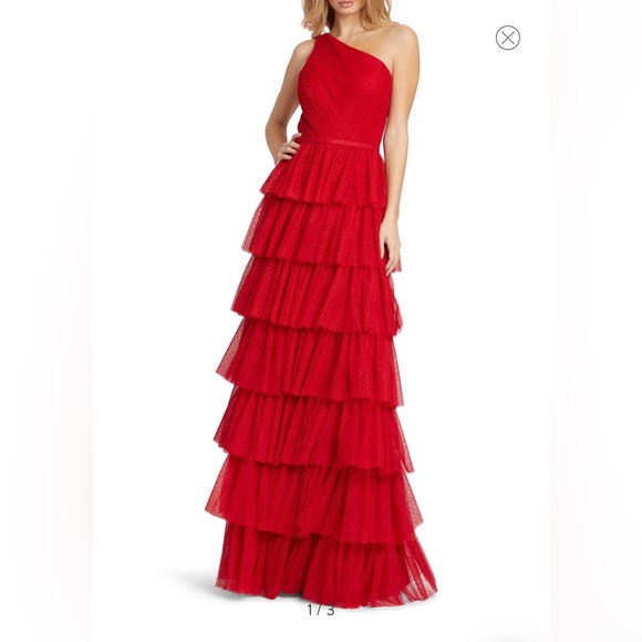 Mac Duggal | Dresses | Max Duggal Ruffled One Shoulder Red Gown | Poshmark